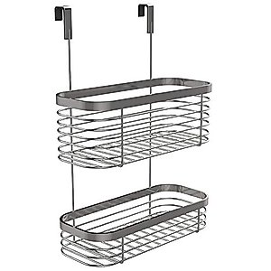 BZ Products Lilimpact Metal Over the Cabinet Kitchen Storage Organizer Basket for Kitchen Pantry- Large, Black (Chrome)