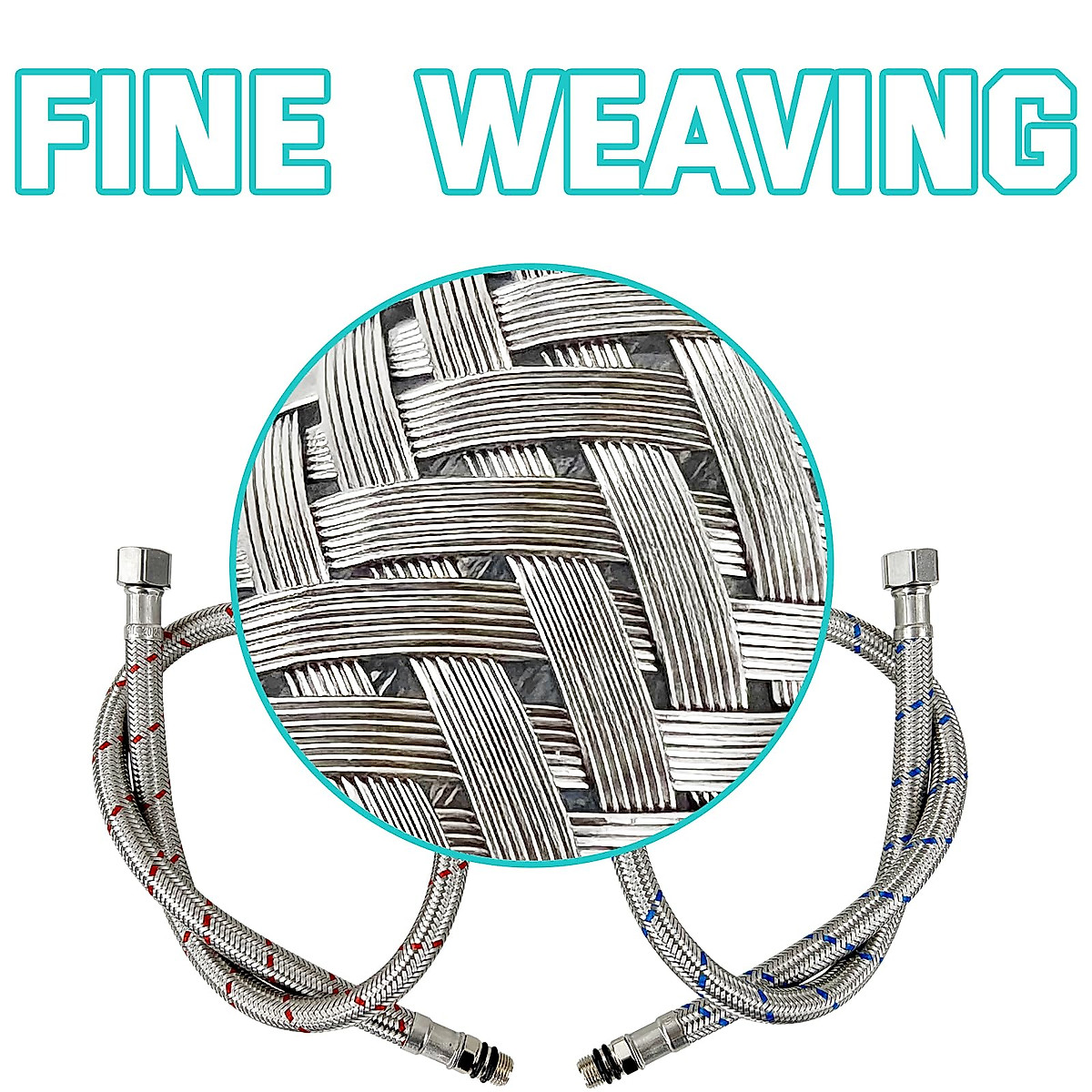 YooGyy 24" Length Bathroom Kitchen Faucet Connector Water Supply Line, Durable Braided Steel Hot and Cold Water Lines Faucet Hose 3/8" female compression thread x M10 male connector