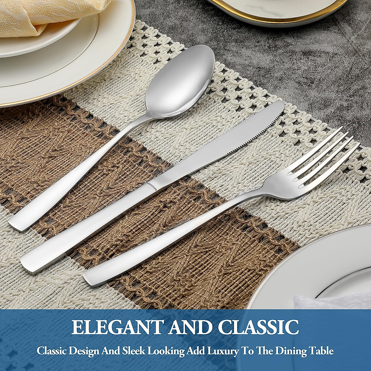 16 Piece Dinner Forks Set,Top Food Grade Extra-Fine Stainless Steel Forks with Squared Handle,Forks Silverware,Metal Forks for Home Kitchen Restaurant Hotel,8 Inches,Mirror Finish & Dishwasher Safe