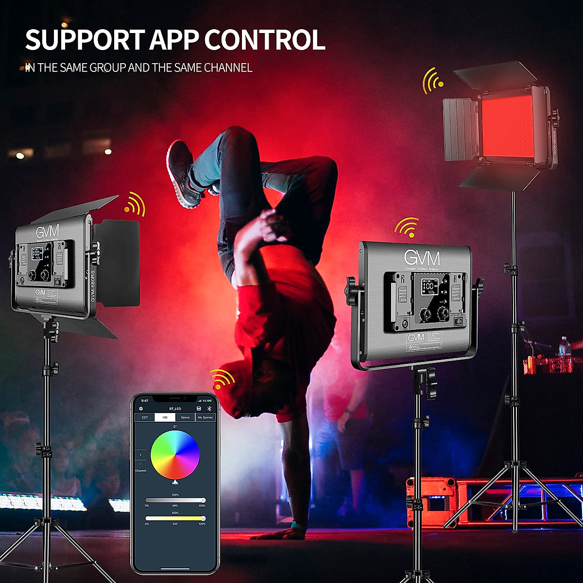 GVM RGB LED Video Light Kit, Dimmable Photography Lighting with APP Control, 680RS 50W 3 Packs Led Panel Light for YouTube Studio, Video Shooting, Gaming, Streaming, Zoom, Broadcasting, Conference