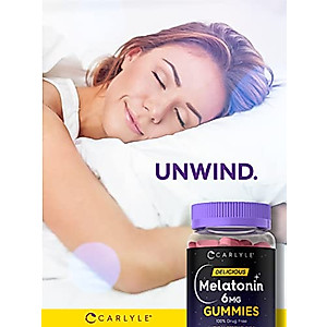 Carlyle Melatonin Gummies 6mg | 60 Count | Adult Drug Free Aid | Natural Berry Flavor | Vegan, Non-GMO, Gluten Free