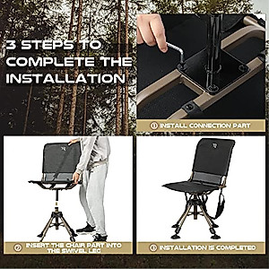 TR Hunting Chair 360 Degree Silent Swivel Folding Chair for Blinds, 400lbs Capacity 2 Legs Adjustable Height Comfortable Stable Hunting Seats, Portable Ground Hunting Chair