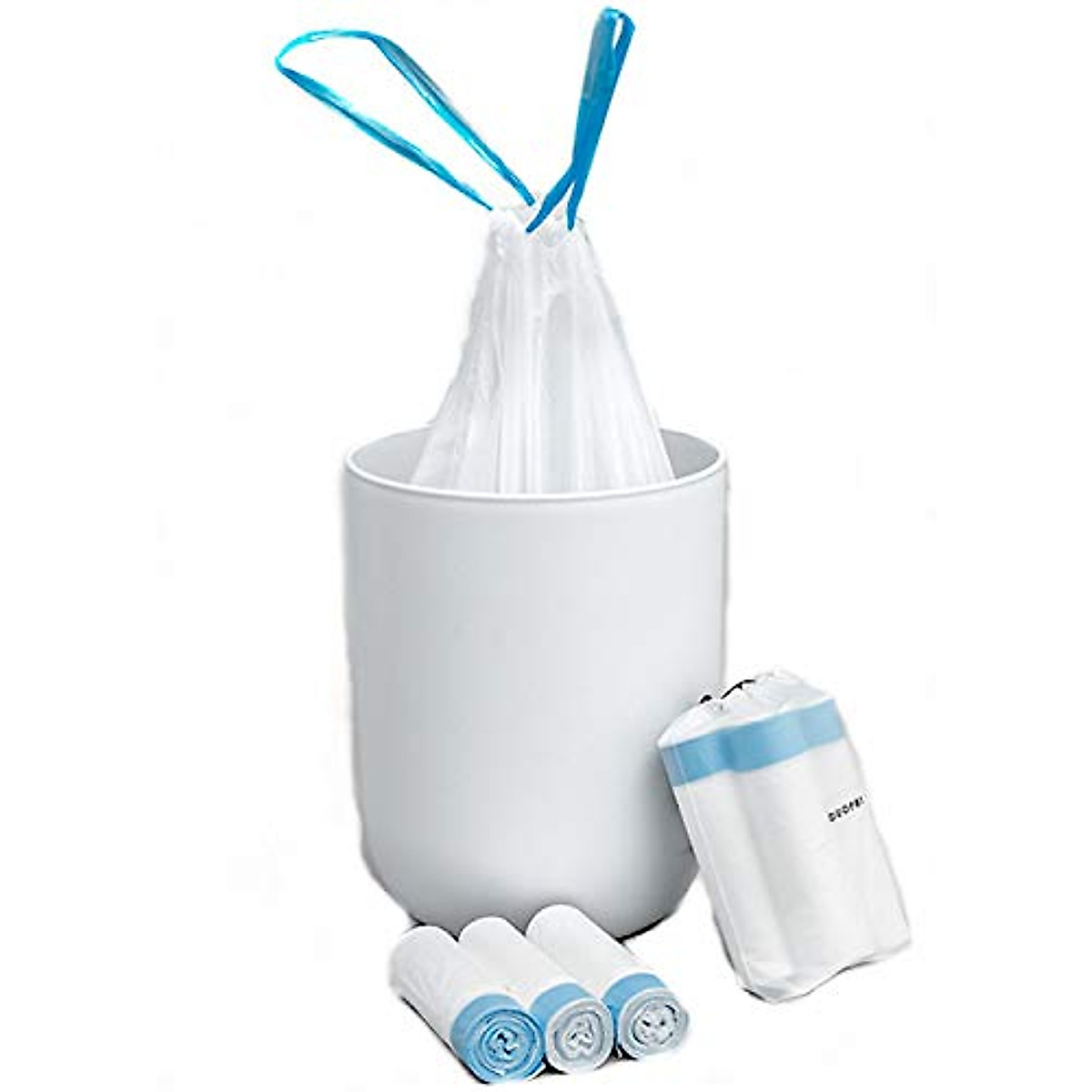 Strong Kitchen Trash Bags Drawstring 4 Gallon Garbage Bags Unscented Wastebasket Bin Trash Can Liners Small Trash Bag for Kitchen,Bathroom,Bedroom,Home,Office,car(Pure white)