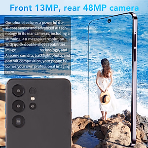 Yoidesu Unlocked Cell Phone for Android, 6.8 Inch FHD Ultra Thin Smartphone with Pen, 8GB RAM 256GB ROM Expansion, 5800mAh Battery, Dual Card Dual Standby 4G Mobile Phone (Black)