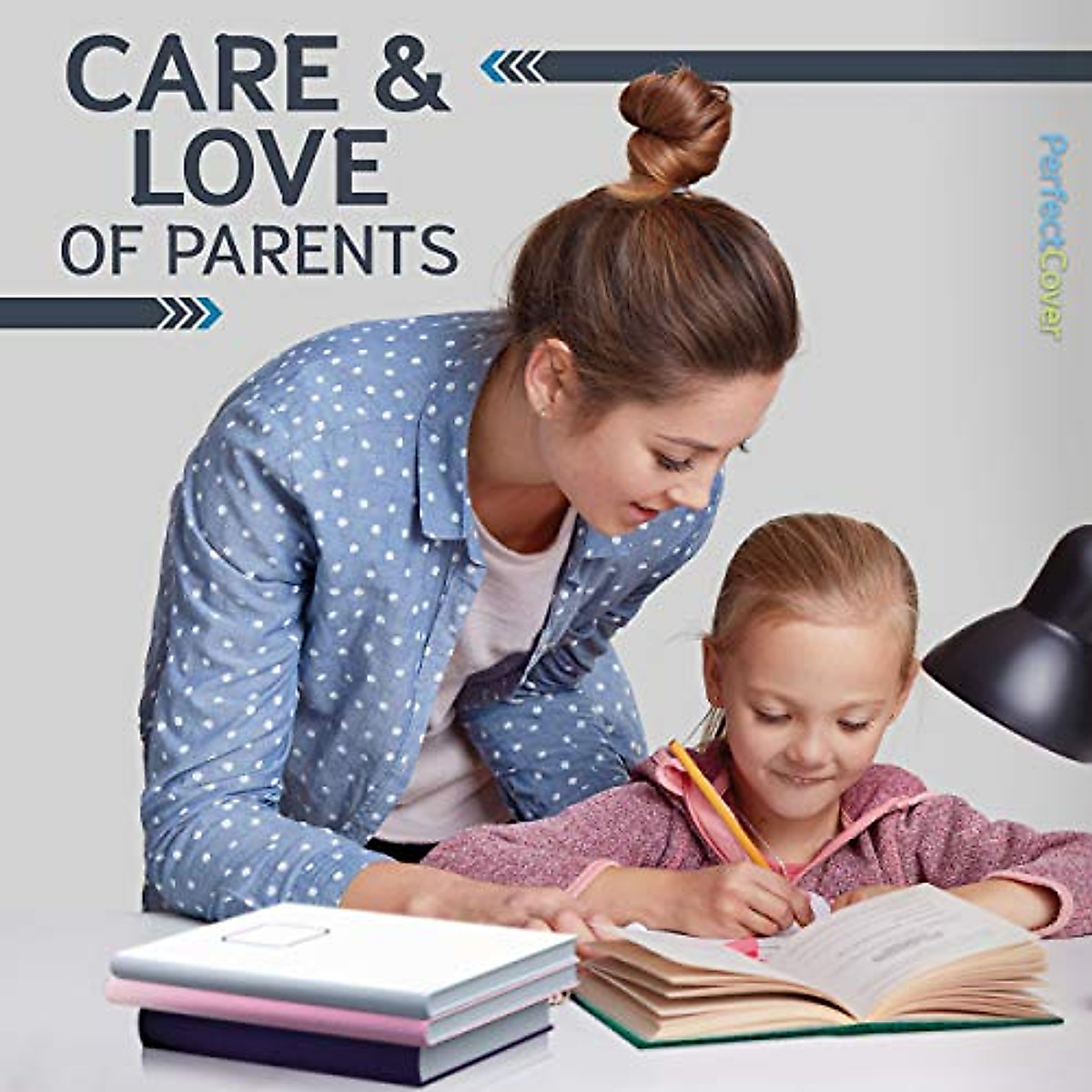 3 Pack Stretchable Book Covers - Dark Blue Color Durable, Washable, Reusable and Protective Jackets for Hard Cover Schoolbooks and Textbooks - by PerfectCover (3-Pack, Dark Blue)