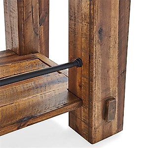 Alaterre Furniture Durango 54-Inch Industrial Wood Console Table with Two Open Shelves for 60-Inch TV, Decorative Industrial Farmhouse Style Design, Solid Wood Tabletop, and Natural Grain Knots