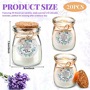 Threlaco 20 Pcs Baby Shower Favors Party Candle Lavender Scented Jars Candle Bulk Glass Mason Jar Candles Wax Candle for Guests Gender Reveal Party Gifts(Leaf)