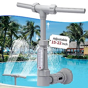 KLLEYNA Dual Spray Pool Fountains for Above-Inground Swimming-Pool - Adjustable Height 15-22",Pond Aerator Nozzle Summer Waterfall Cooler Outdoor Sprinkler for Intex/Bestway/Coleman/Hayward Return Jet