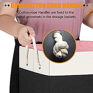 ASXSONN Fabric Storage Bins with Label, Foldable Storage Baskets for Shelves with Handles [3-Pack], Large Storage Baskets for Organizing Home, College Dorms, 15"x11"x9.6", Black&White