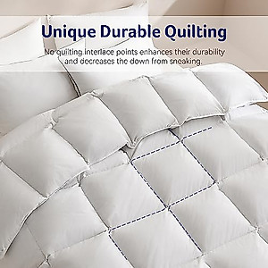 Saisier Feather Down Comforter King Size Ultra Soft Premium Down Duvet Insert, All Season Medium Warmth 106x90 Inches White Hotel Bedding Comforter Cotton-Poly Cover with 8 Corner Tabs