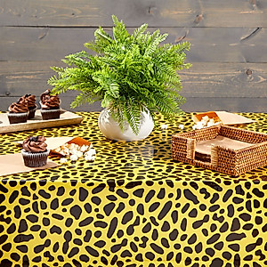 Animal Print Tablecloths for Jungle Safari Birthday Party (54x108 in, 4 Pack)