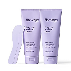 Flamingo Body Hair Removal Cream - 6.76 fl oz - Pack of 2  - Gentle Formula - Safe for Sensitive Skin