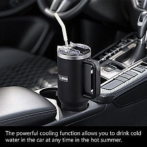 TEAMVV 40 oz Tumbler with Handle and Straw Stainless Steel Vacuum Insulated Tumbler Tea or Iced Coffee Mug for Hot or Cold Beverages 40 oz Tumbler with Handle(Black)