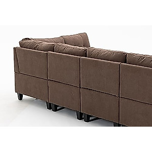 UBGO Sectional, Living Room Furniture Set,L-Shaped Modular Sofas with Left & Right Arm, Corner Chair, Ottomans Table,Extra Wide Chaise Lounge Couch for Home, Apartment (Brown)