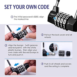 OQIMAX Long Shackle Combination Lock, 4 Digit Weatherproof Handle Padlock for Cabinet Door Outdoor, Resettable Handheld Lock for Travel Bag, Bike, Fence, Luggage School, Fence, Gym Sports Locker