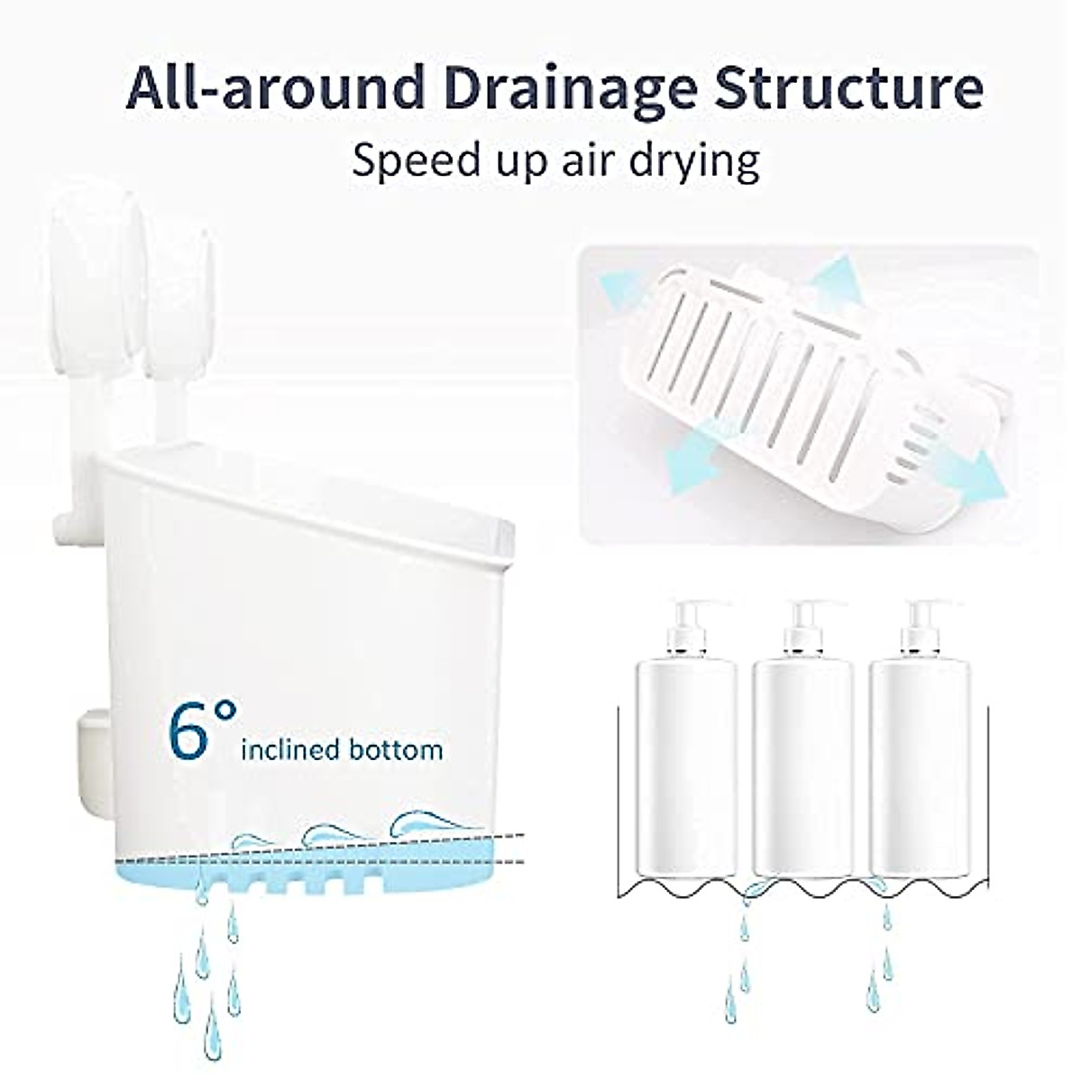 LEVERLOC Corner Shower Caddy Suction Cup And NO-Drilling Removable Shower Caddy Suction Cup Bathroom Shower Shelf Heavy Duty Max Hold 22lbs Caddy Organizer Shower Corner Rack for Bathroom & Kitchen