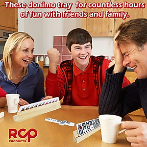 RCP PRODUCTS Wooden Domino Trays Set of 4,Wood Domino Racks, Domino Holders for Domino Tiles (Domino Trays)