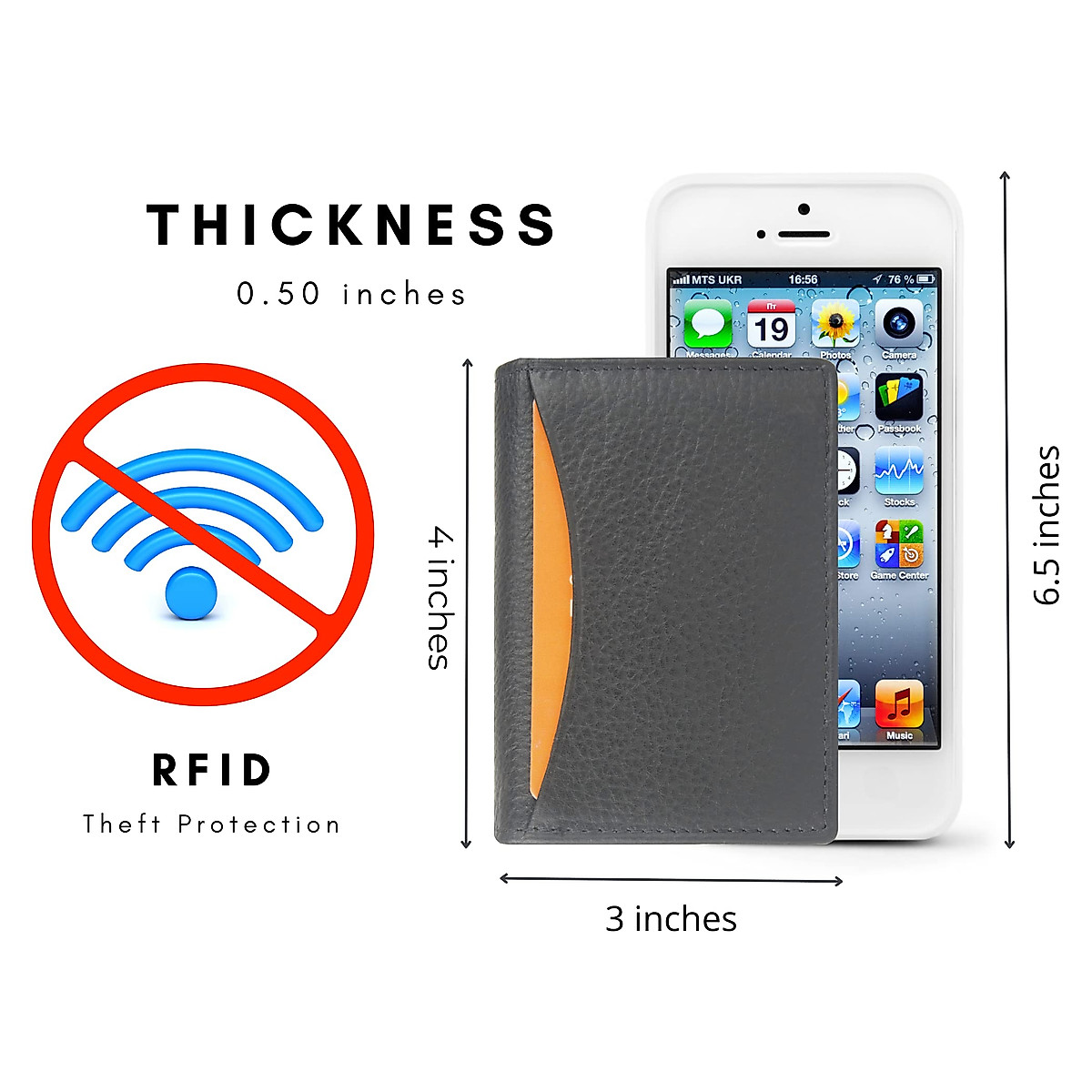 Texan Bull Credit Card Holder RFID Signal Blocking Unisex Slim Bifold Business Card Organizer Wallet (Black)