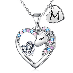 IEFIRCH Unicorns Gifts for Teen Girls, Unicorn Necklace for Girls Unicorn Gifts for Girls Age 6-8 Initial M Necklace for Teen Girl Gifts Kids Jewelry for Girls Jewelry for Teen Girl Gifts Trendy Stuff