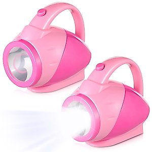 Nosiny 2 Pieces Kids Flashlights for Toddlers Pink Girls Plastic Flashlights with Easy Grip Handle Toddlers Camping Essentials for Kids Boys Girls Gifts