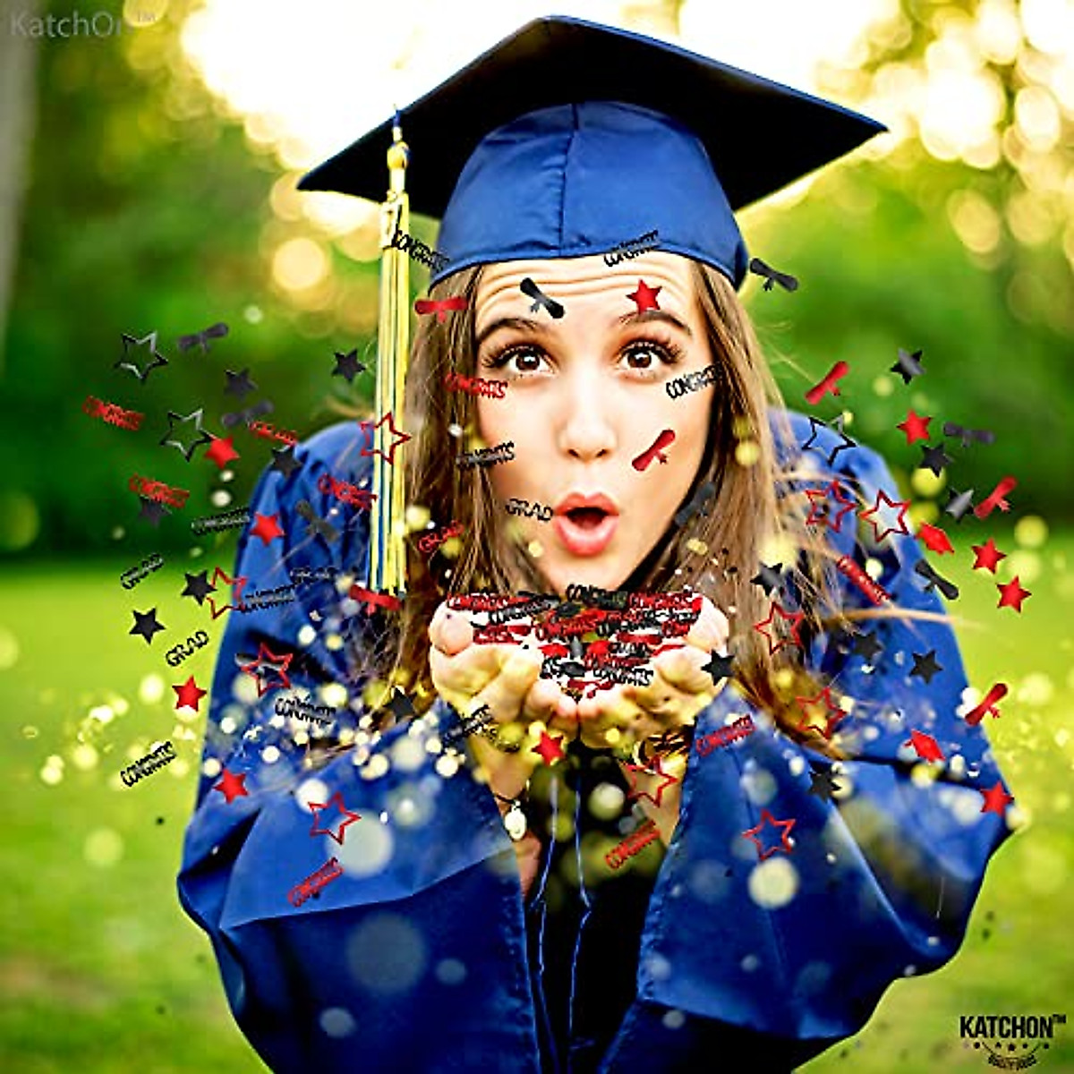 Graduation Confetti 2023 - Pack of 1300 | Grad Confetti 2023, Red and Black Graduation Decorations | Graduation Party Decorations 2023 Confetti Graduation | Graduation Centerpieces for Tables 2023