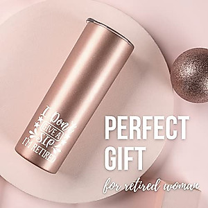 Onebttl Retirement Gifts for Women, Funny Retirement Tumbler 20oz Stainless Steel, Retirement Gifts for Coworkers, Grandma, Friends, Nurse, Retired Gifts - Rose Gold (I Don't Give a Sip I'm Retired)