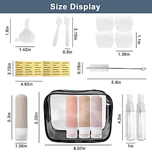 SupMaka Travel Containers for Toiletries, 17 Pcs - Silicone Travel Size Bottles Set, 3oz Leak Proof Shampoo and Conditioner Bottles, TSA Approved Travel Essentials for Lotion Body Wash