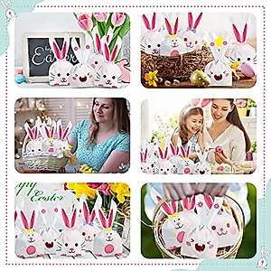 100 Pcs Cute Bunny Long Ear Candy Gift Bags Easter Goodie Bags Easter Bunny Gift Bag Plastic Easter Party Treat Bags with 100 Twist Tie Bow for Party Favors, Wedding Birthday Supplies