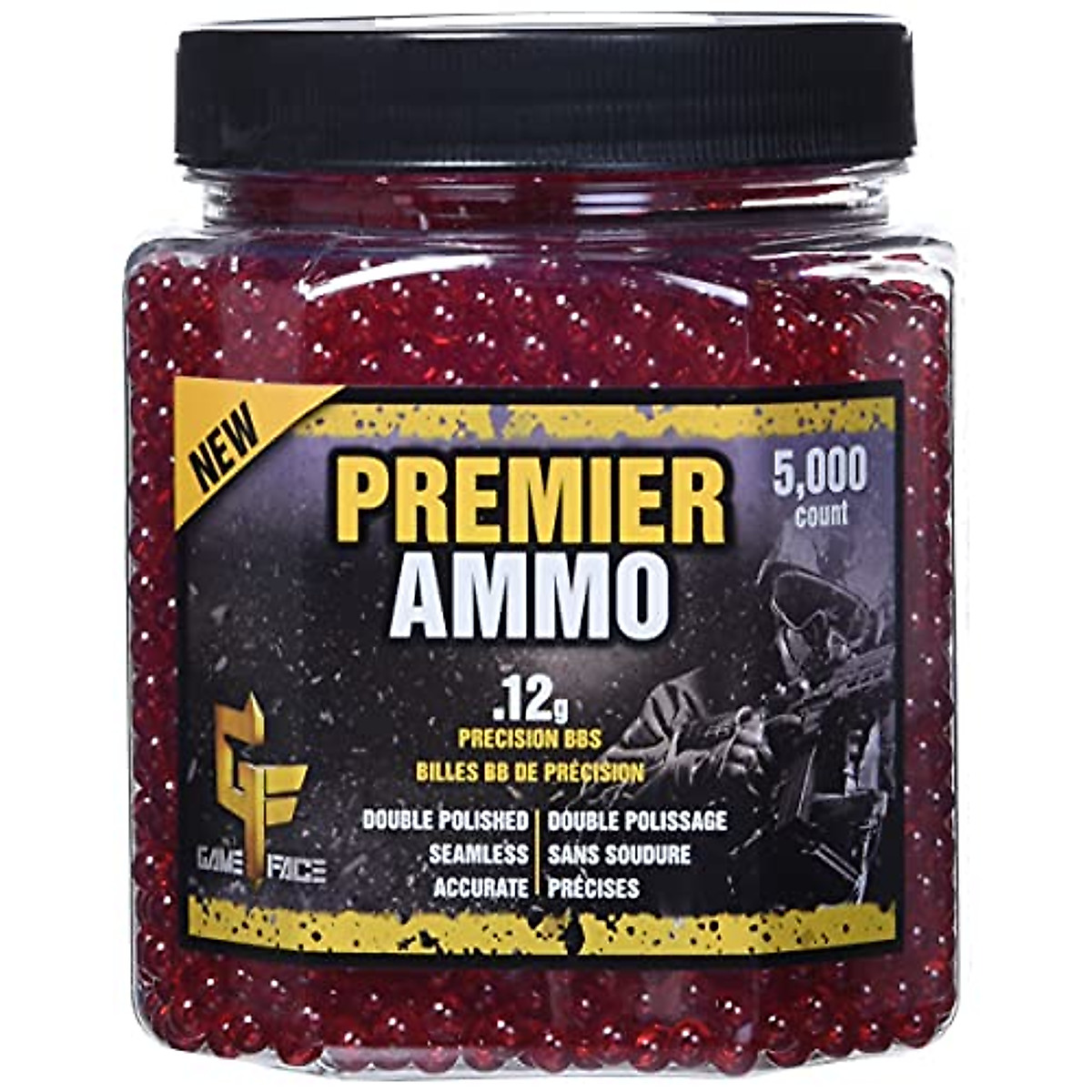 Game Face ASP512 Premier .12-Gram 6mm Red Airsoft BBs (5000-Count)