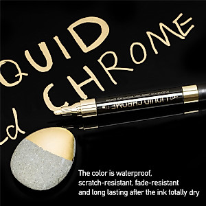 ZEYAR Liquid Gold Chrome Paint Marker, DIY Shiny Gold Marker Pen for any surface, Golden Metallic High-gloss display, Dual tips: Extra Fine and Medium Point (0.7mm & 2mm Sized Tips) (1)
