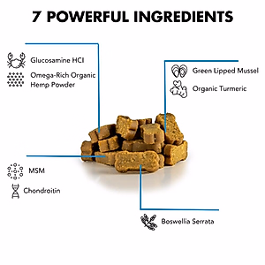 iHeartDogs Hip & Joint Supplement for Dogs - Advanced 8-in-1 Dog Joint Supplement Chews with Glucosamine, Chondroitin, Turmeric, Devil's Claw, Green Lipped Mussel, Hemp, Yucca, Boswellia & MSM - 90 Ct