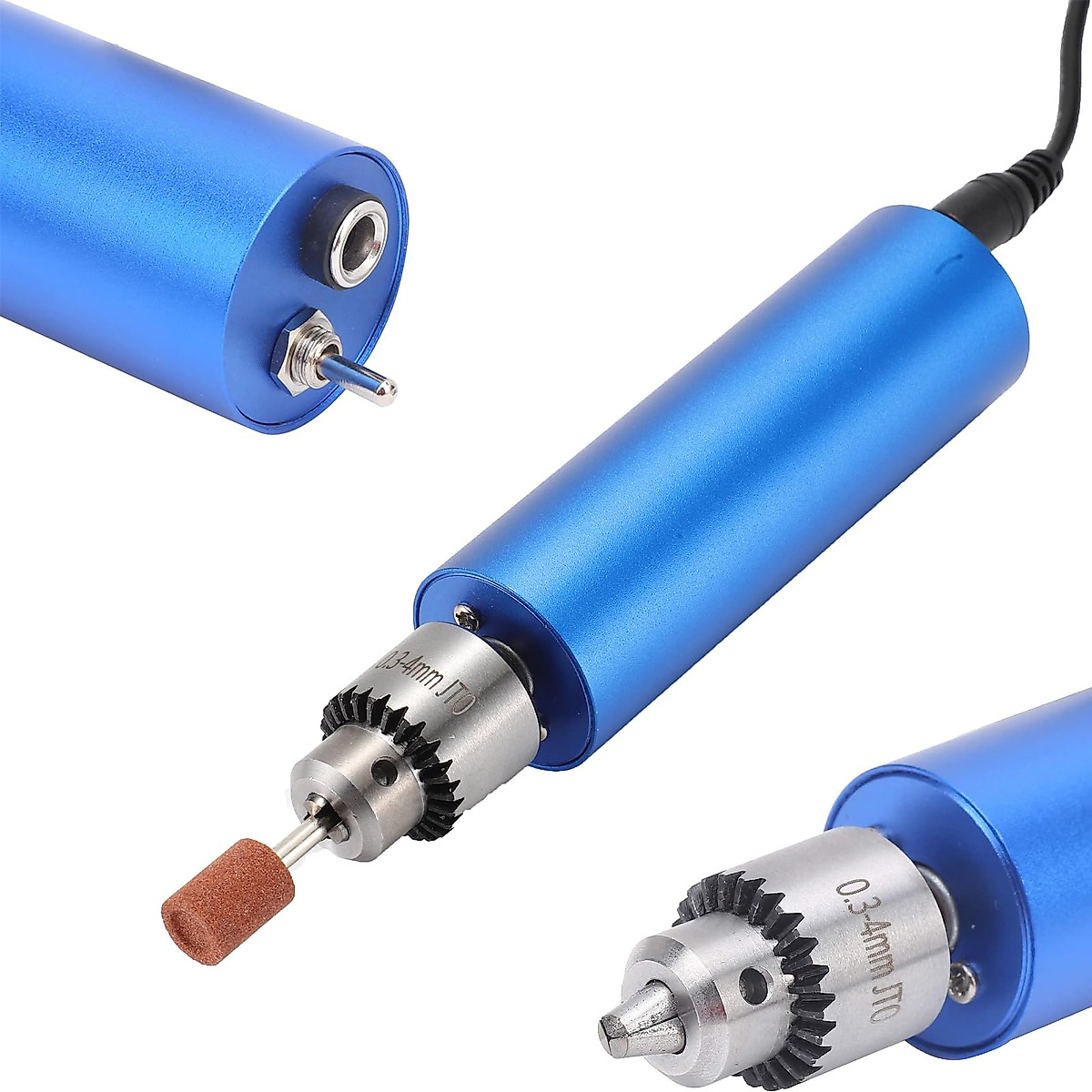 Deruilong 0.3-4mm Micro Electric Hand Drill Aluminium Portable Handheld Drill,Speed Control Adjustment, Hole Punch Rotary Tool DIY Kit with 10pcs Micro Drill Bits