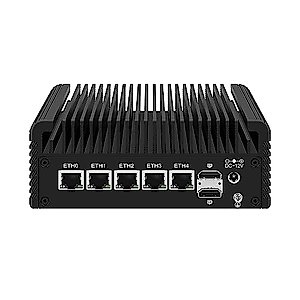 Micro Firewall Appliance, Mini PC, OPNsense, VPN, Router PC, Intel Alder Lake-N 12th Gen N100, HUNSN RJ38, 5 x 2.5GbE I226-V, 2 x HDMI, DP, TF, Type-C, 8G DDR5 RAM, 128G SSD
