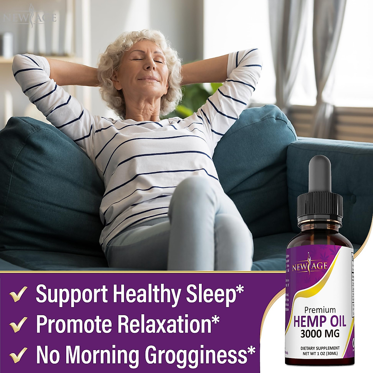 NEW AGE Hemp Oil - All Natural Grown and Made in The USA! (3000 (Pack of 2))