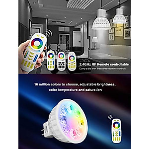 Mi Light MR16 Color Changing LED Spotlight RGB +CCT 4 Watt 4Pack and with 4-Zone FUT092 Remote