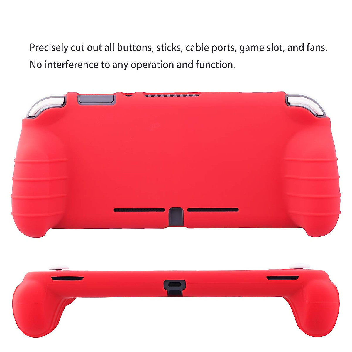 YoRHa Handle Grip Soft Silicone Rubber Protective Cover Case (Red) x 1 for Nintendo Switch Lite [9.2019 Slim Model]