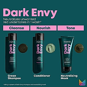 Matrix Dark Envy Color-Depositing Green Shampoo | For Neutralizing Red Undertones in Dark Brown or Black Hair | Cool, Glossy Finish | Salon Shampoo | Packaging May Vary | 10.1 Fl. Oz. | Vegan