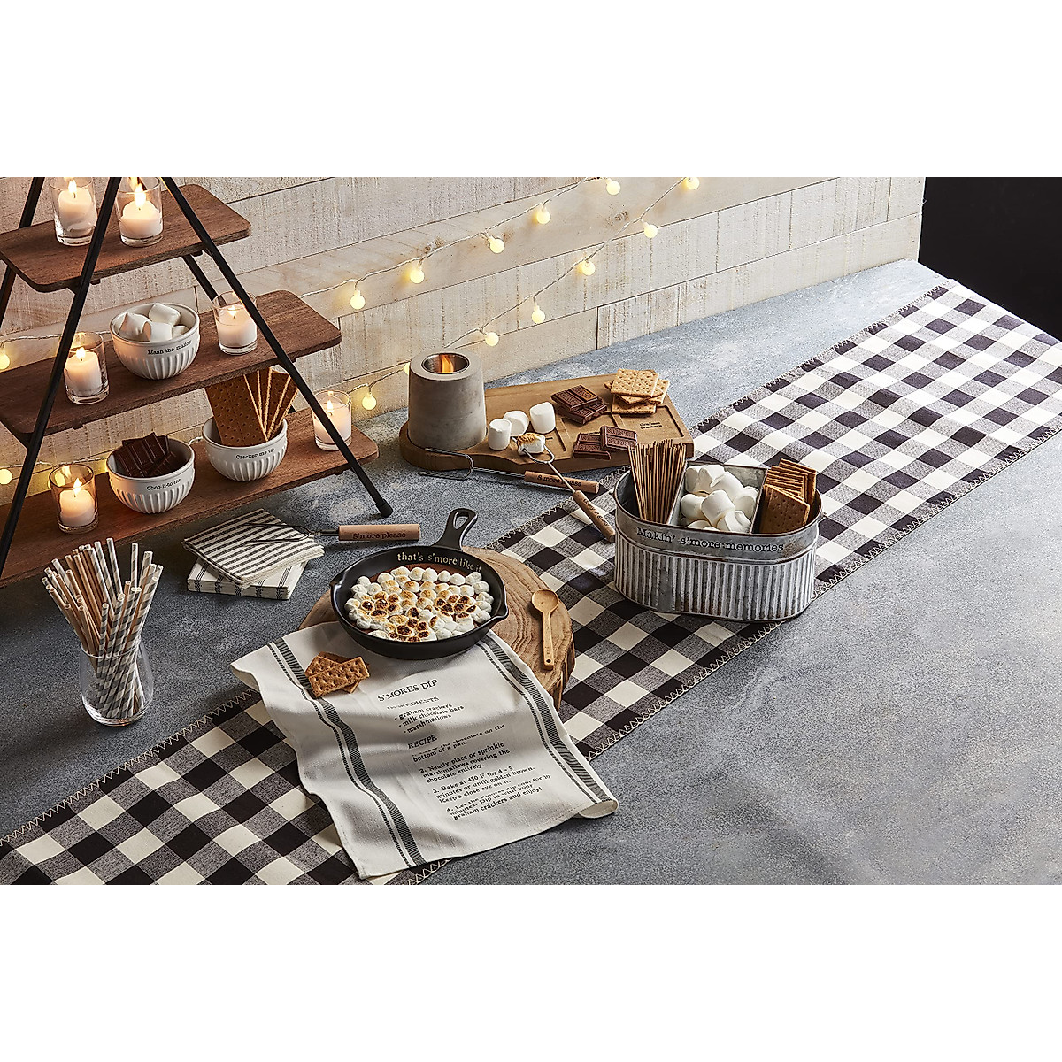 Mud Pie, Black, S'More Set, 11.75" x 8" | spoon 5.5" 26" x 16.5", skillet 11 3/4" x 8" | towel 26" x 16 1/2"