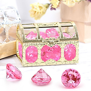 100 PCS Acrylic Diamond Gems, Pink Acrylic Diamonds 1 Inch Acrylic Gemstones Vase Filler Fake Gems Plastic Gems for Home Table Scatters Party, Event, Wedding, Arts & Crafts, Birthday Decorations