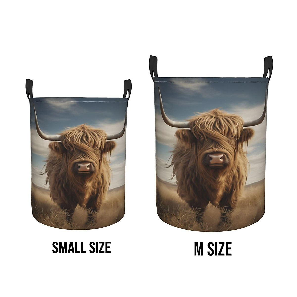 Foruidea Highland Cow Laundry Basket,Laundry Hamper,Collapsible Storage Bin, Oxford Fabric Clothes Baskets,Nursery Hamper For Home,Office,Dorm,Gift Basket