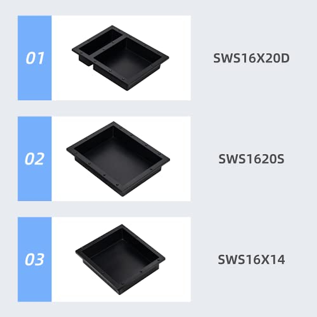 Woodbridge Ready for Tile Shampoo Soap Single Niche 16" x 14", SW1614 Shelf,Black