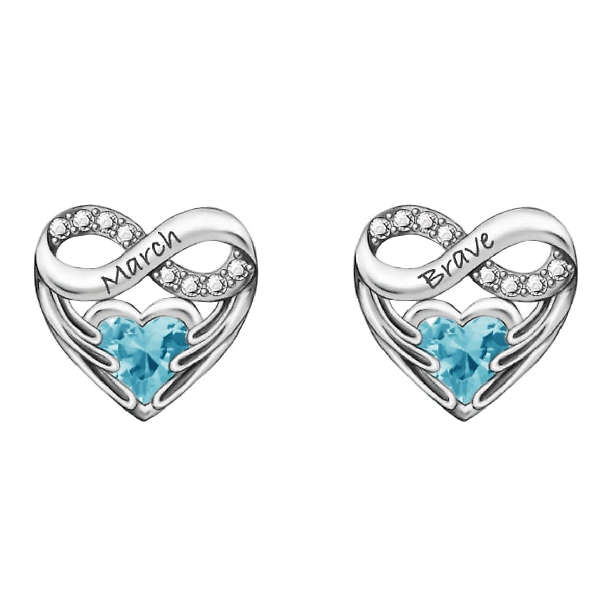 BEEUVIP March Birthstone Charm 925 Sterling Silver Openwork Bead for Charm Bracelets and Necklaces, Birthday Mothers Day Jewelry Gifts Women