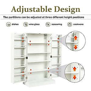 Function Home 41" Kitchen Storage Cabinet, Pantry Cabinet with Doors and Adjustable Shelves for Kitchen, Living Room and Dinning Room in White