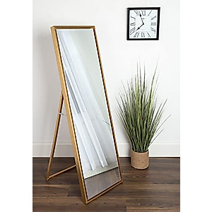 Kate and Laurel Evans Wood Framed Free Standing Floor Mirror with Easel, 18 x 58 Gold