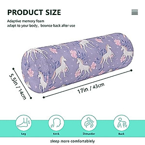 Unicorn Rainbow Neck Support Pillow Round Neck Roll Bolster Cylinder Pillow Cervical Pillows Bolster Pillow for Leg Knee Back Head Support for Work Men Women Bed