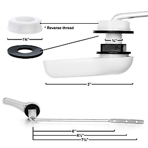Qualihome White Toilet Tank Flush Lever Handle, Universal Front Mount with Nut Lock, Fits Most Toilets