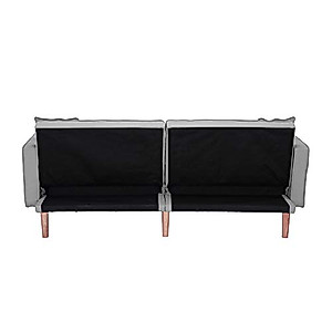 Lambgier Futon Sofa Bed, Mid-Century Modern Convertible Couch Loveseat Sleeper for Small Space (Light Grey)