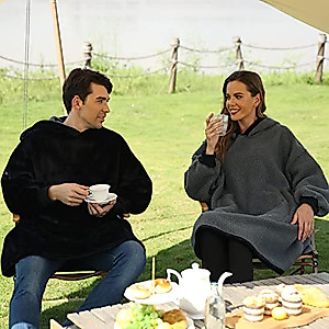 CareGabi Oversized Blanket Hoodie, Sherpa Wearable Blanket, Reversible Blanket Sweatshirt with Pocket for Women Adult Men, 12USWWBY001CYS