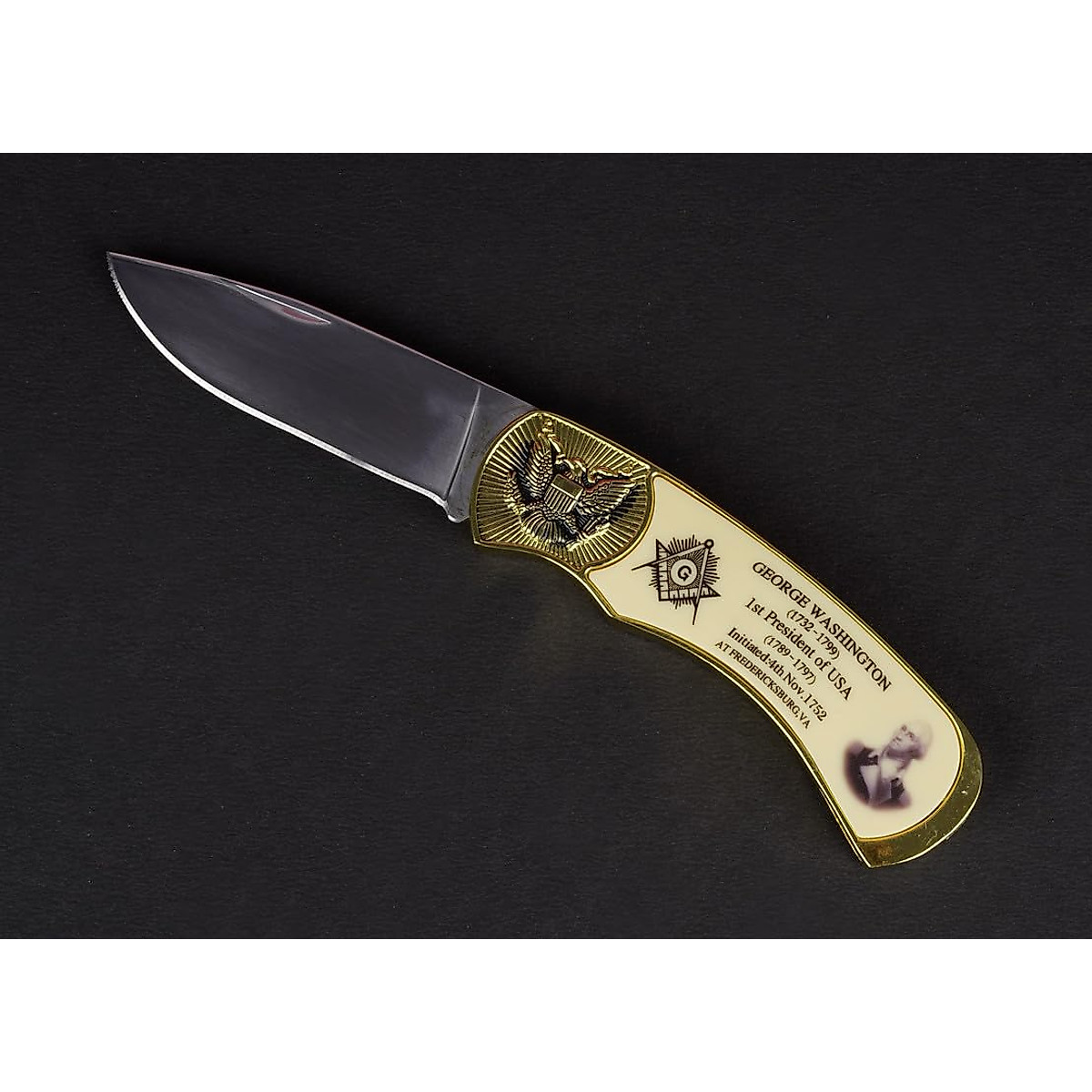 Trendy Zone 21 US President George Washington Legendary Freemason Masonic Knife with Presidential Eagle Embossed Masonic Symbols Masonic Folding Pocket Knife|3" Stainless Steel Blade
