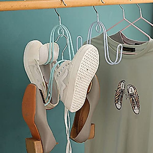 BORXJNM Shoe Hanging Hooks-Space-Saving Drying Shoe Rack for Basketball Shoes, Sports Shoes,Slippers,Cloth Shoes，Stainless Steel Holders for Fixing Shoe Racks, Shoes Hanger Drying Rack (Pack of 5)